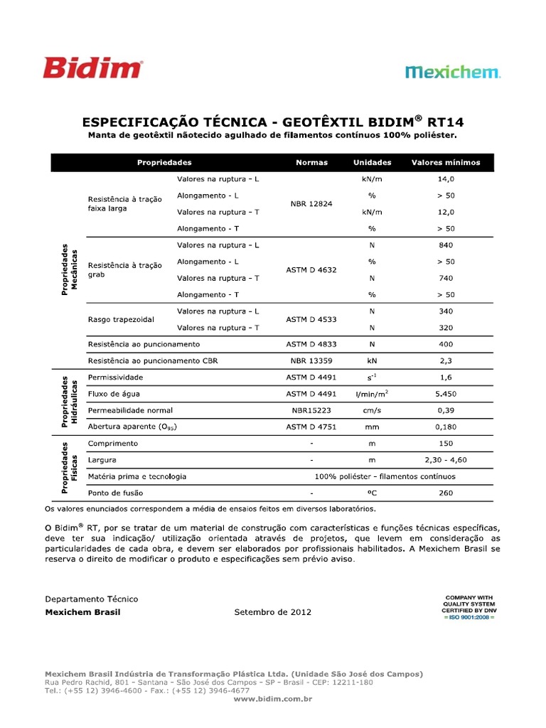 Bidim RT14 | PDF