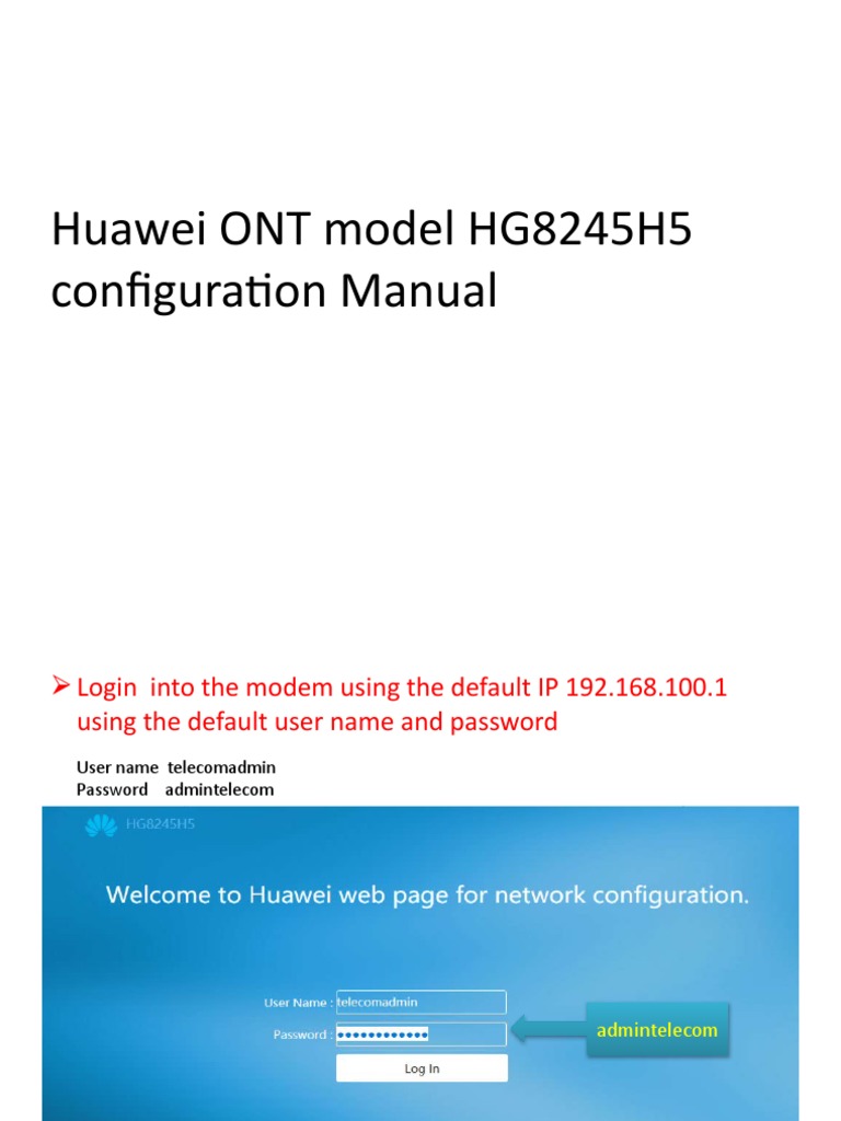 Huawei HG8245H5 Configuration Guide | PDF