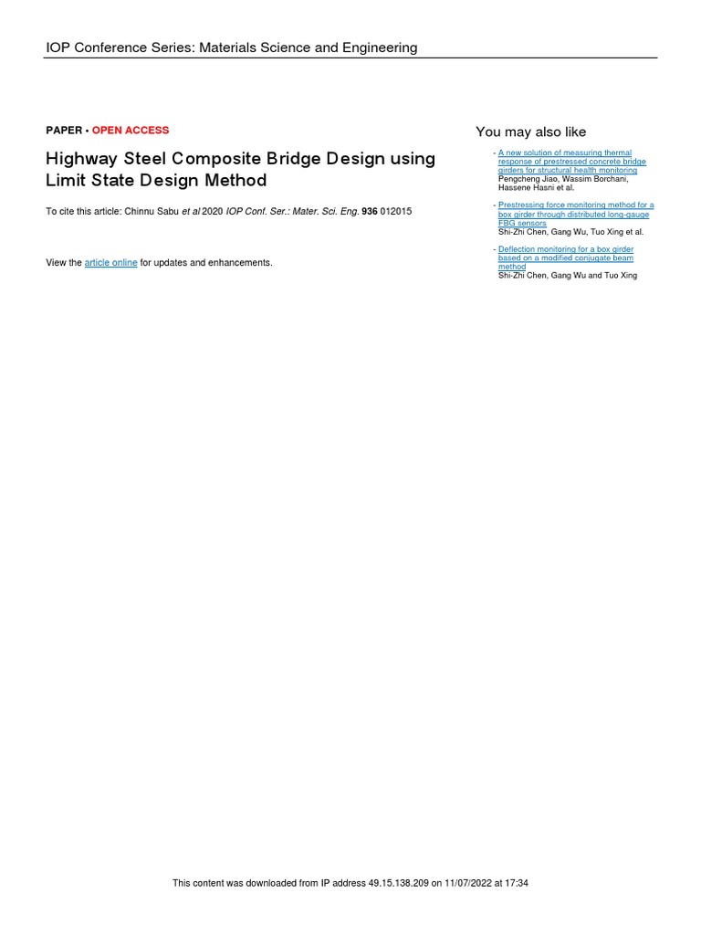 Highway Steel Composite Bridge Design | PDF | Concrete | Beam (Structure)