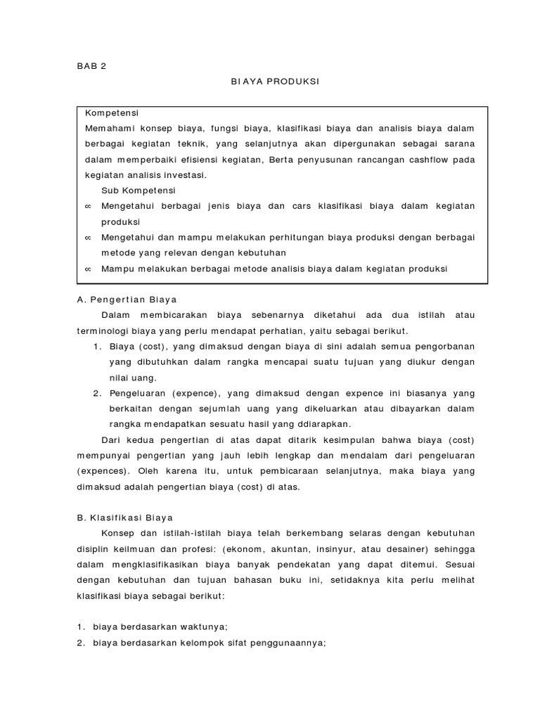 Bab 2 Biaya Produksi Eko Rek Pdf