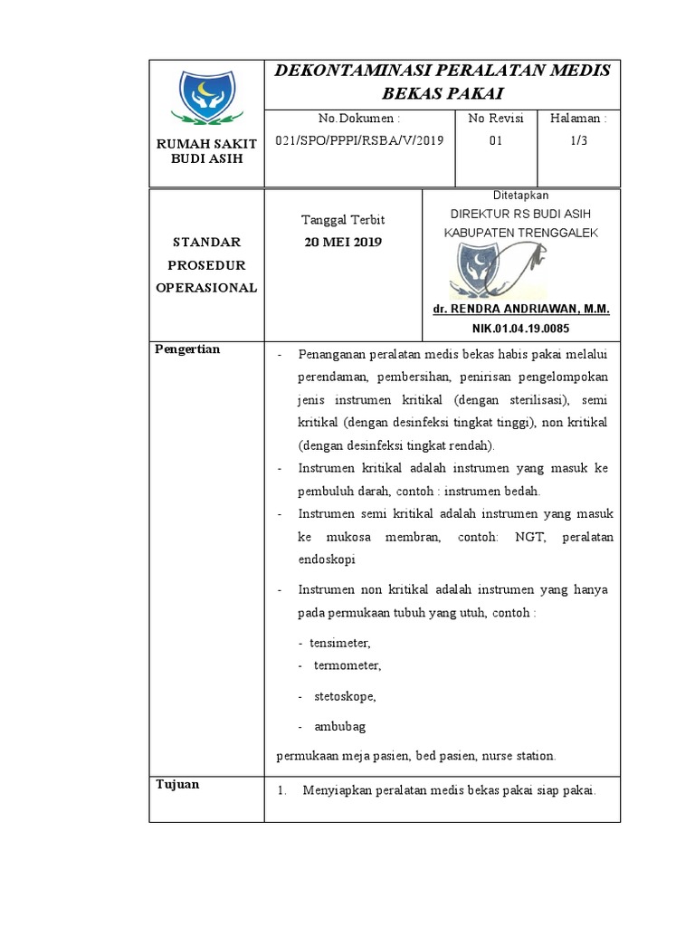 Sop Dekontaminasi | PDF