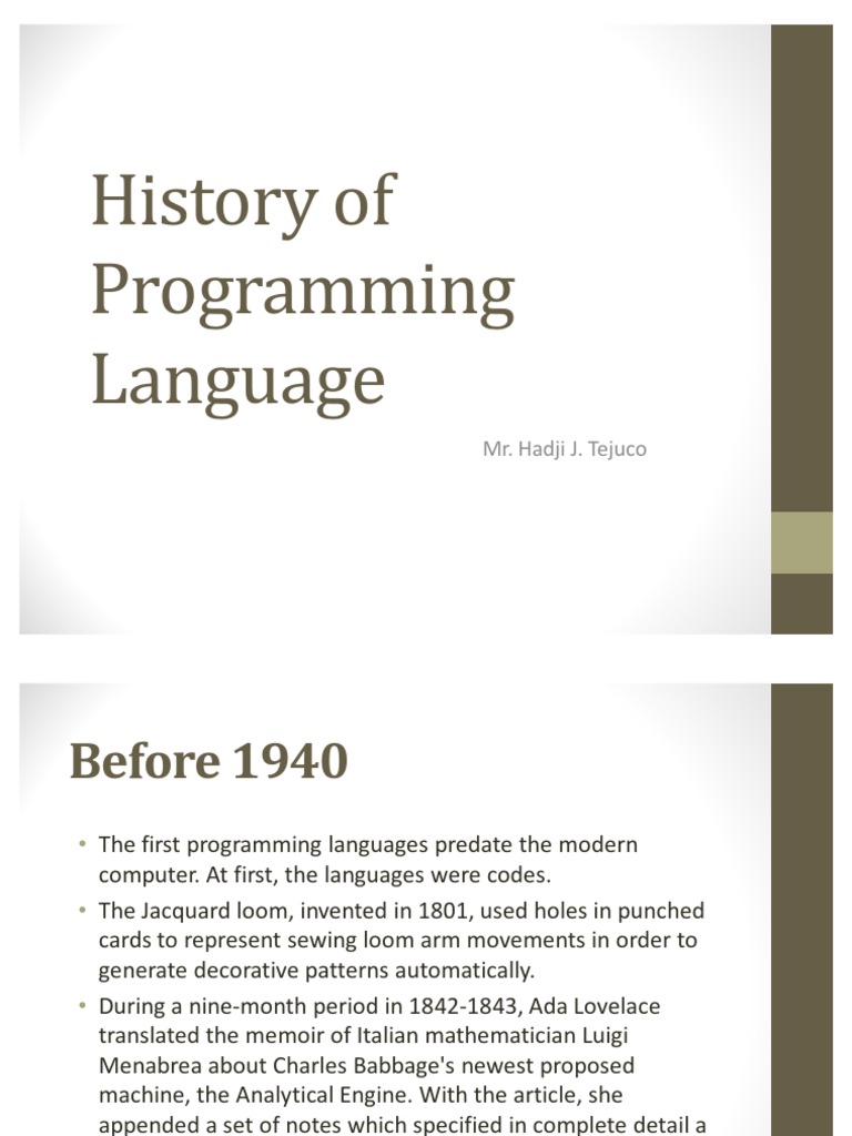 History of Programming Language | PDF | Modular Programming ...