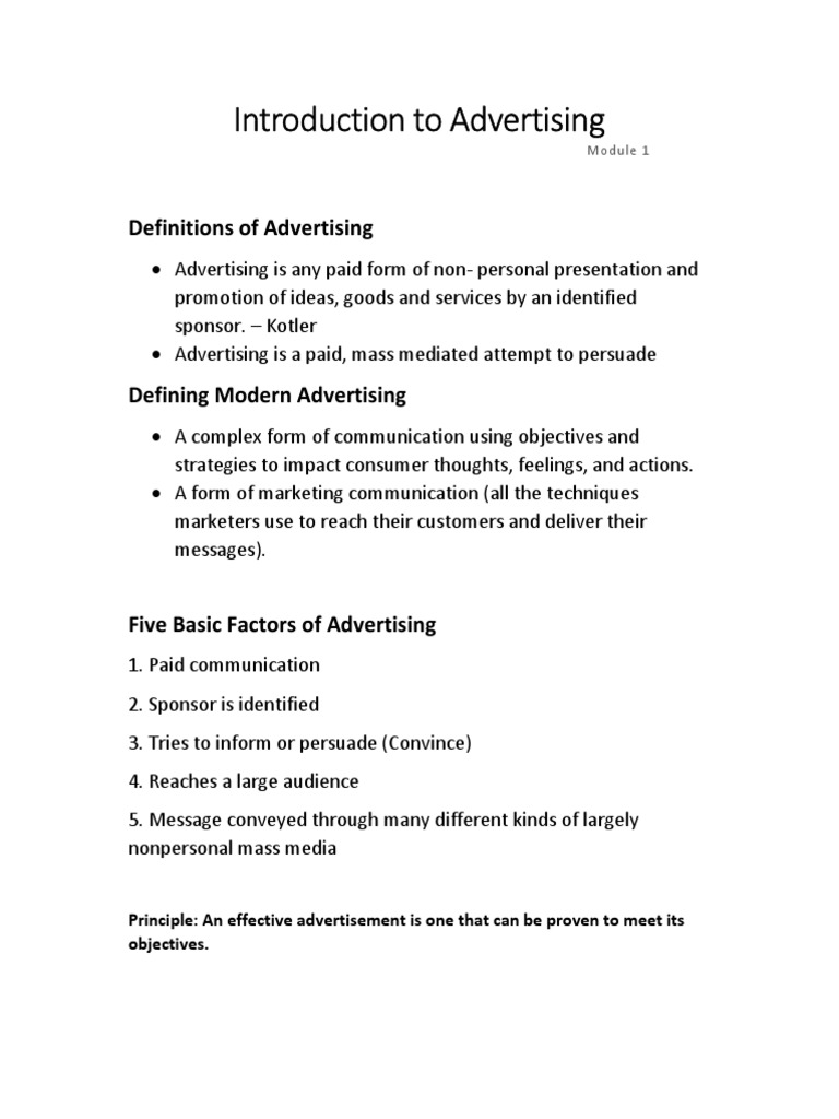 Advertising Module 1 | PDF | Advertising | Brand