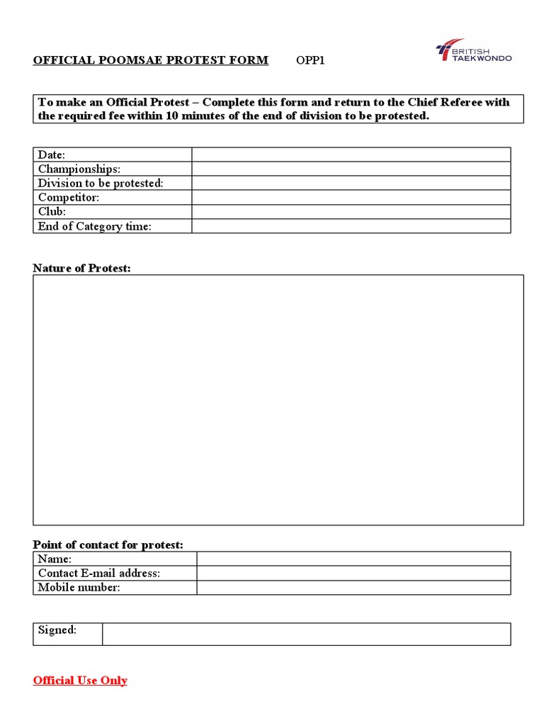2021 Official Protest Form Template | PDF
