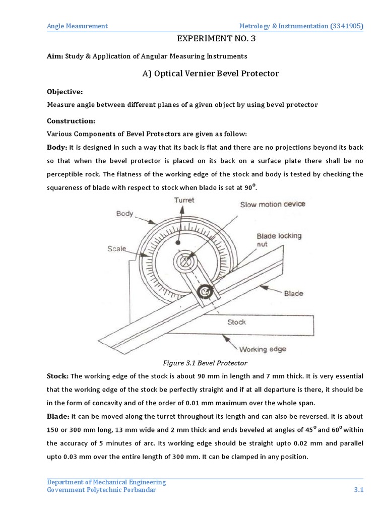 Experiment No. 3: Angle Measurement Metrology & Instrumentation ...