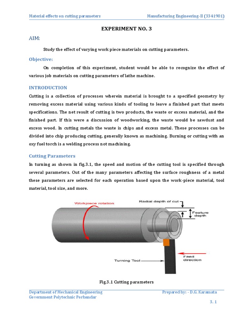 Objective:: Experiment No. 3 | PDF | Machining | Secondary Sector Of ...
