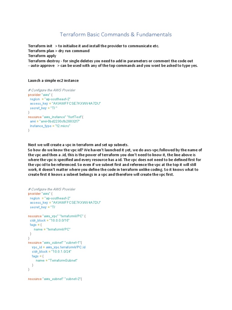 Terraform Basic Commands & Fundamentals: # Configure The AWS Provider ...