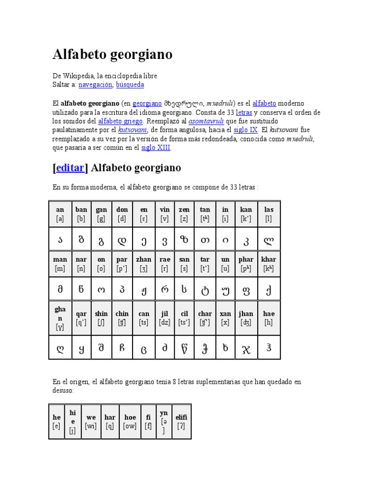 Alfabeto Georgiano | PDF | Escritura | Colación