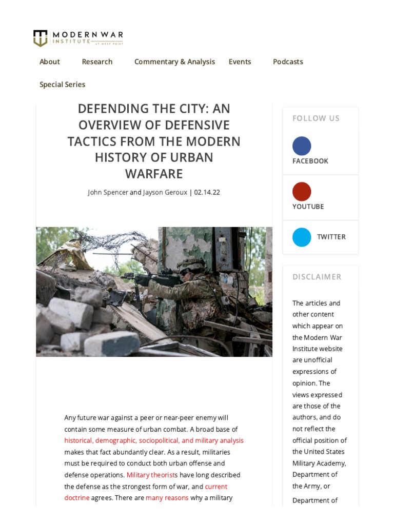 Defending The City An Overview of Defensive Tactics From The Modern ...