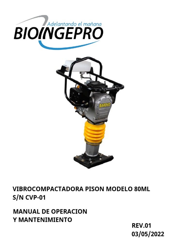Manual Pison Vibrocompactadora BIOINGEPRO CVP-01 | PDF | Carburador ...
