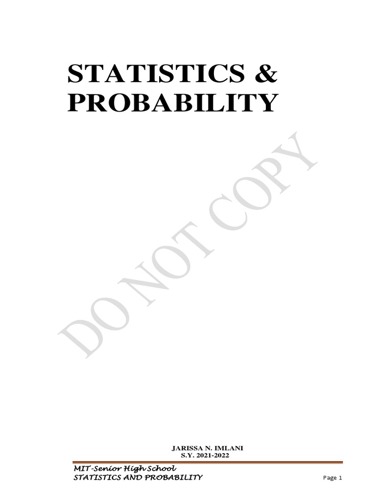 (3rd Month) MATH 112 - Statistics and Probability | PDF | Probability ...