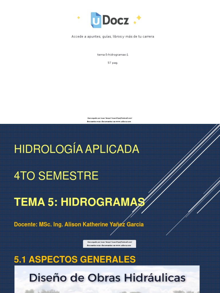 Tema 5 Hidrogramas 1 220388 Downloable 6504 | PDF | Agua subterránea | Descarga (hidrología)