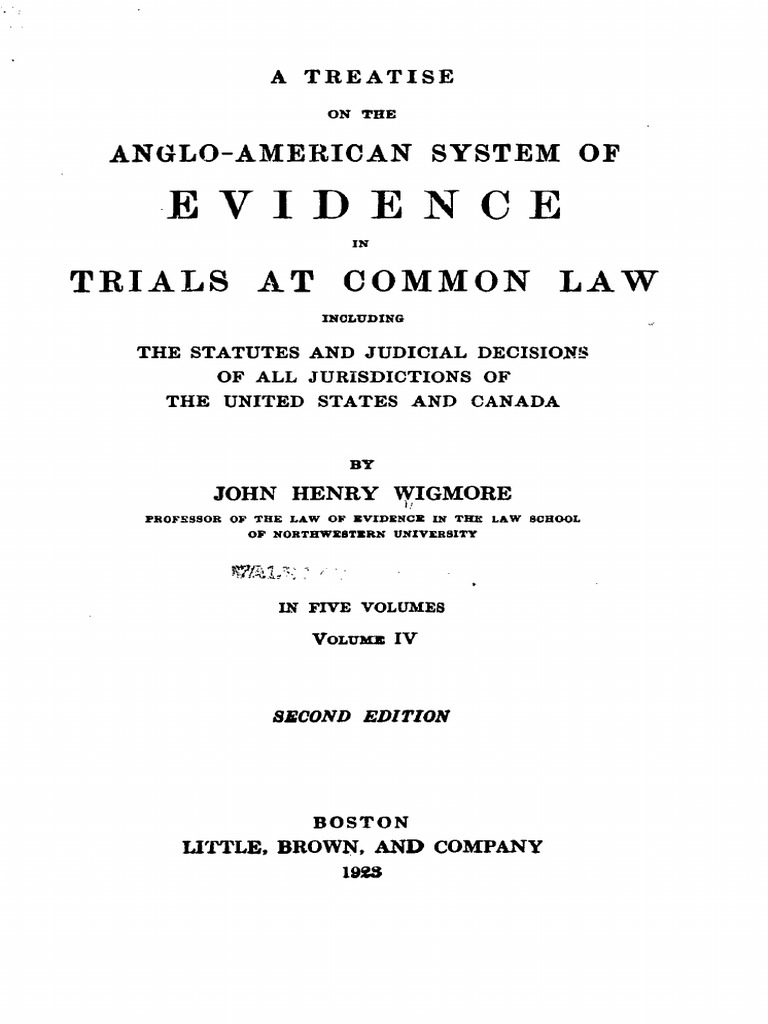 Wigmore - Evidence Vol.4 | PDF | Evidence (Law) | Social Institutions