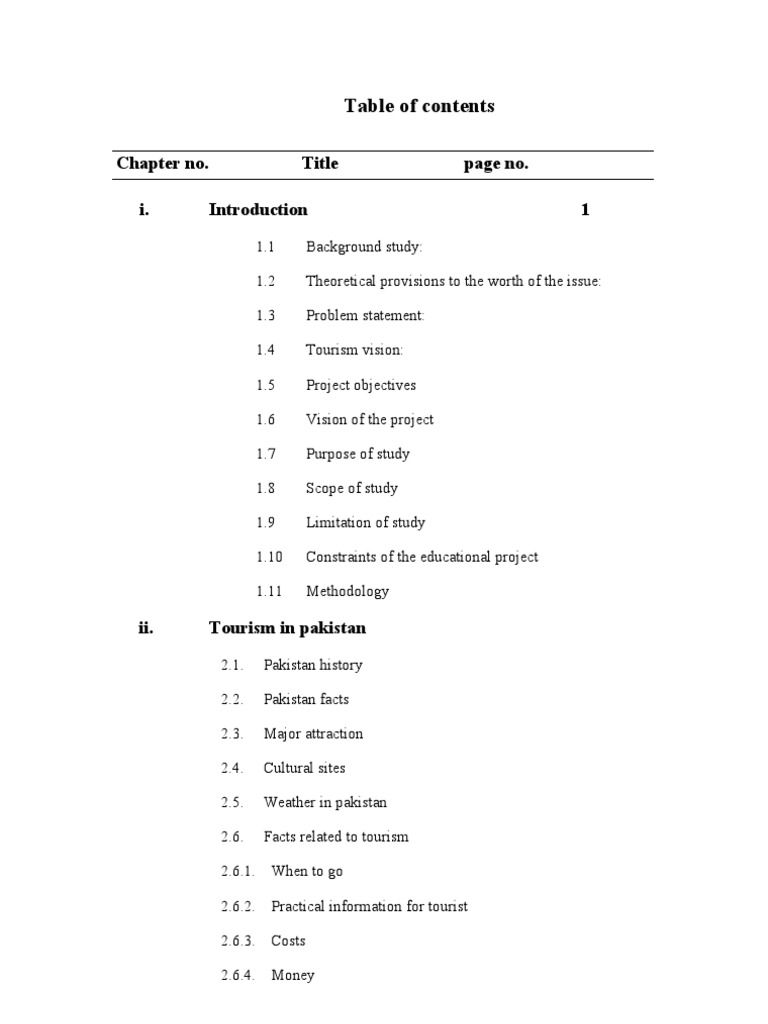 Table of Contents of Synopsisl | PDF | Foods | Tourism