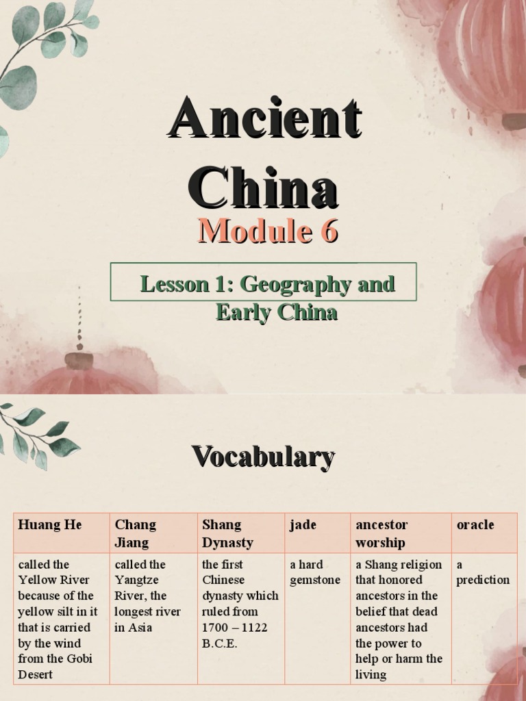 Module 6 Ancient China Lesson 1 | PDF