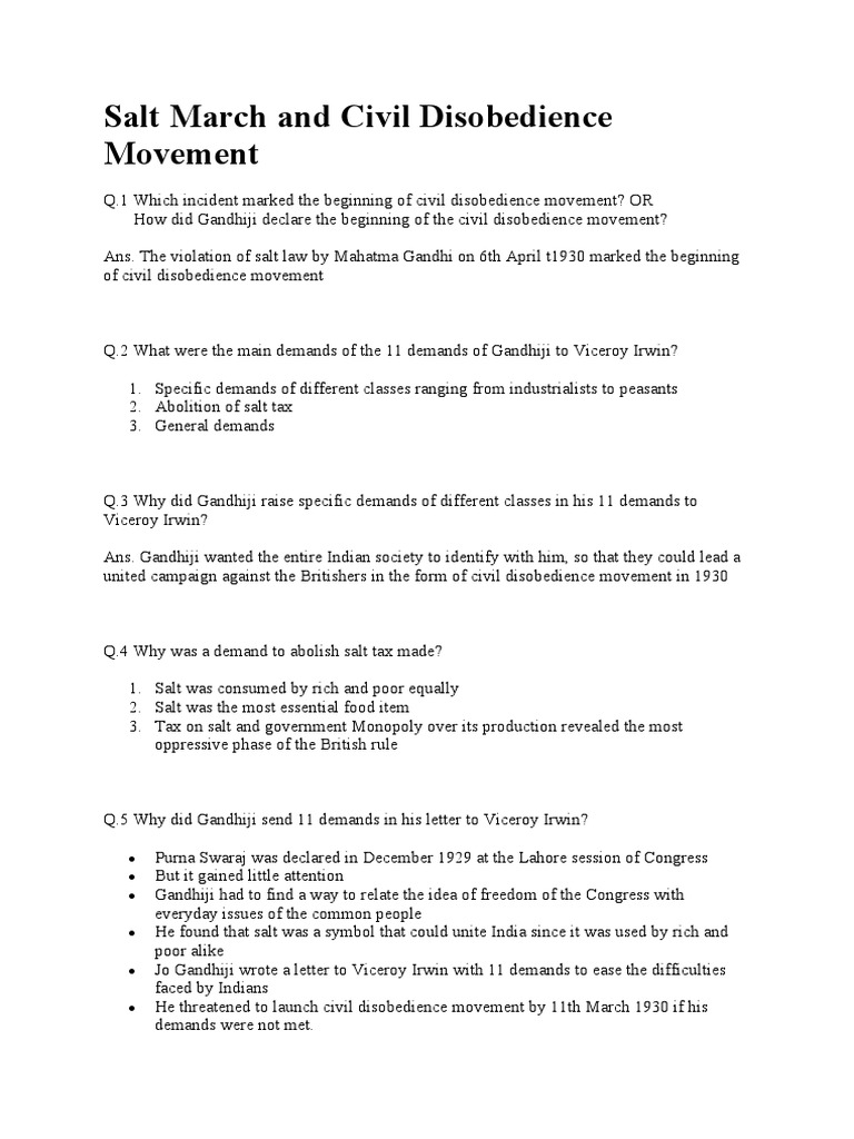 Salt March and Civil Disobedience Movement | PDF | Mahatma Gandhi ...