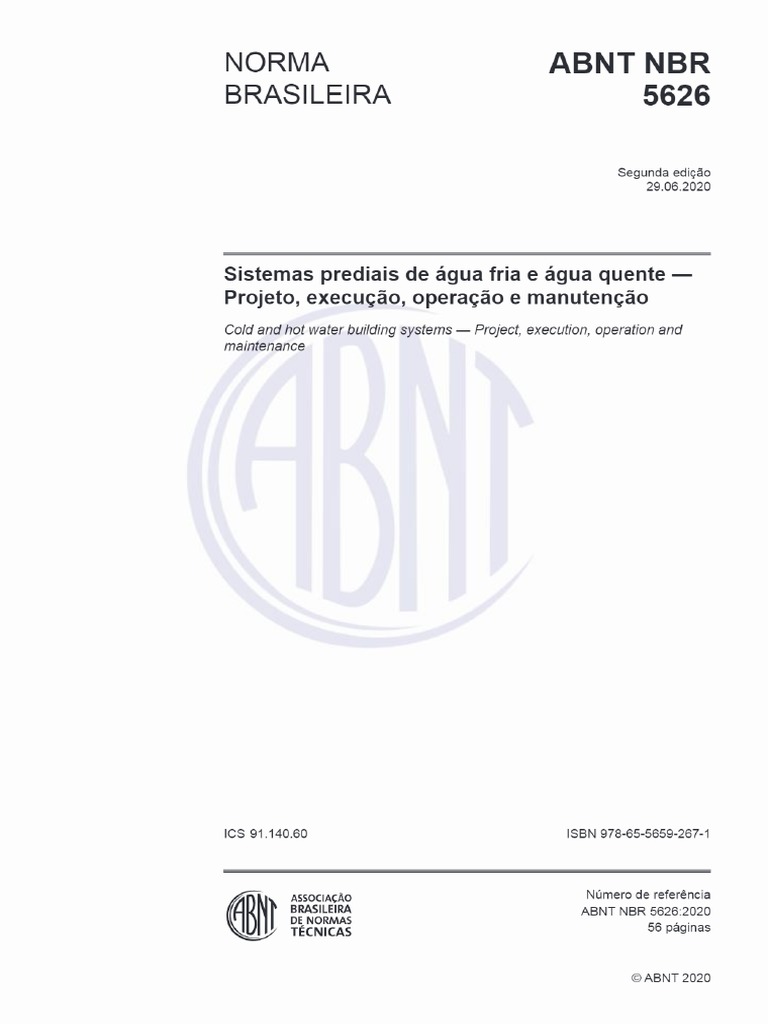 NBR 5626/ 2020 - Sistemas Predias Água Fria e Água Quente PDF | PDF