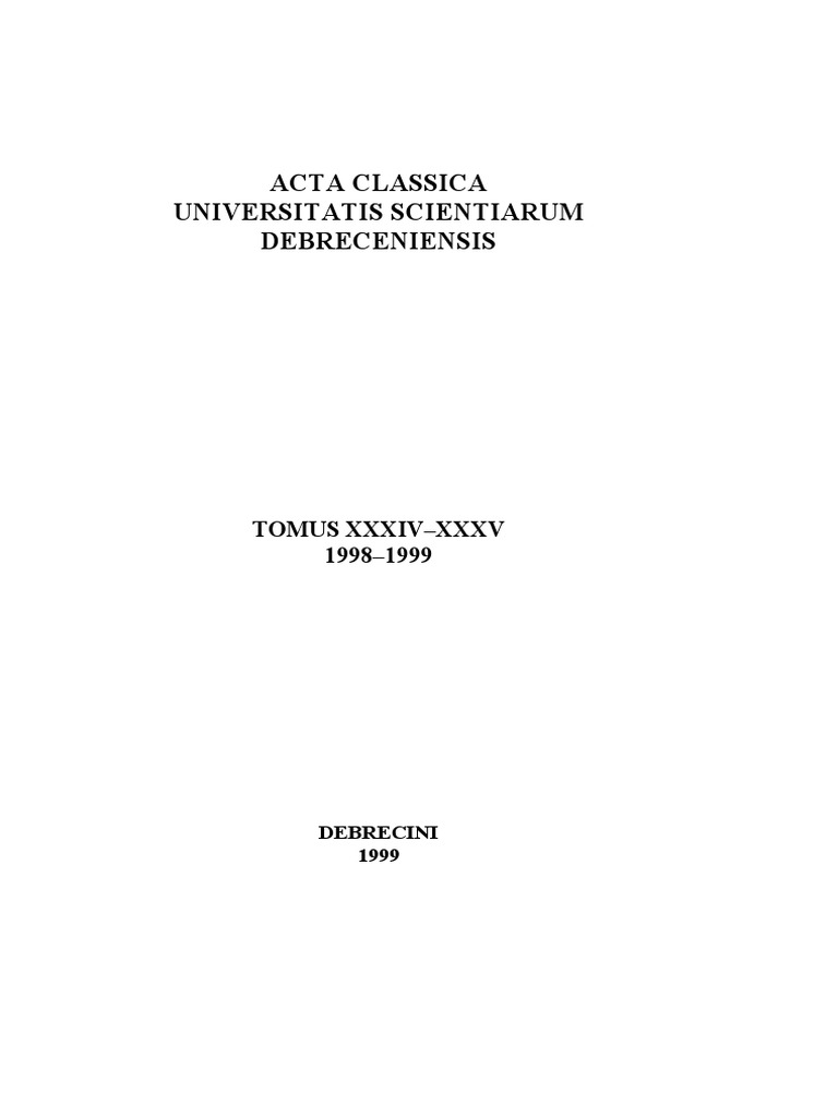 Acta Classica Universitatis Scientiarum | PDF