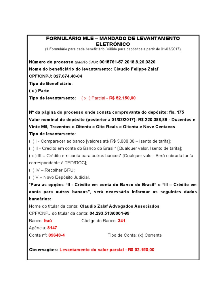 Formulario MLE | PDF