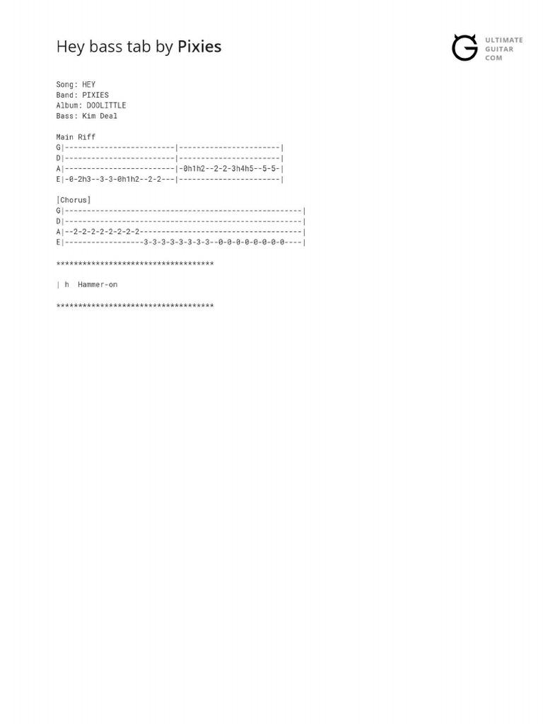 Hey Bass Tab | PDF