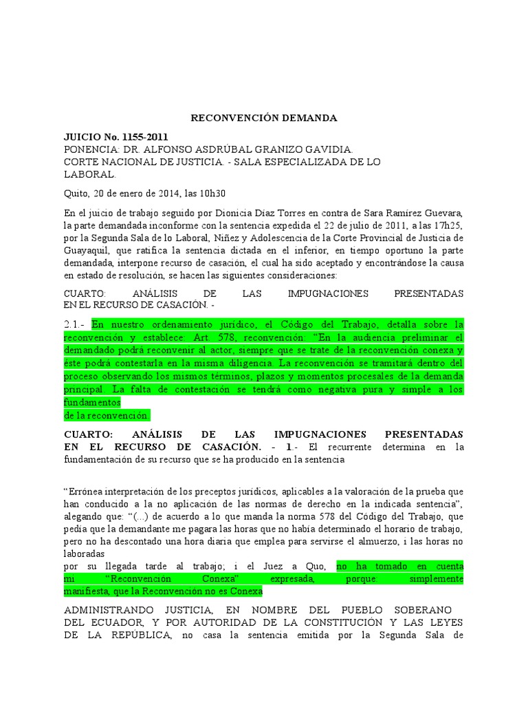 RECONVENCIÓN | PDF | Sentencia (ley) | Judicaturas
