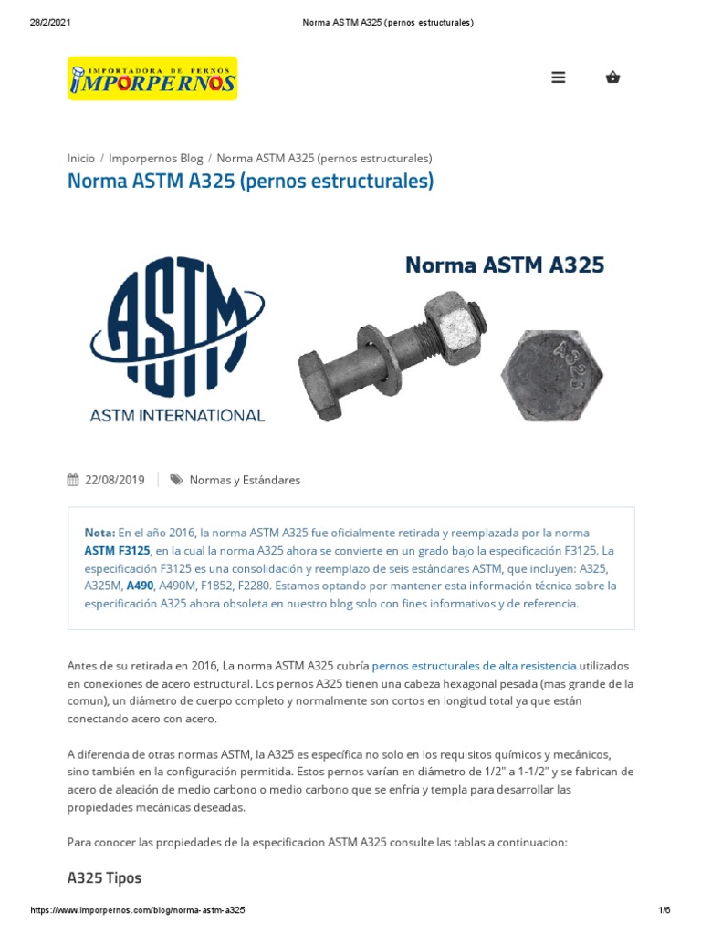Guía de la Norma ASTM A325 | PDF | Acero | Hierro