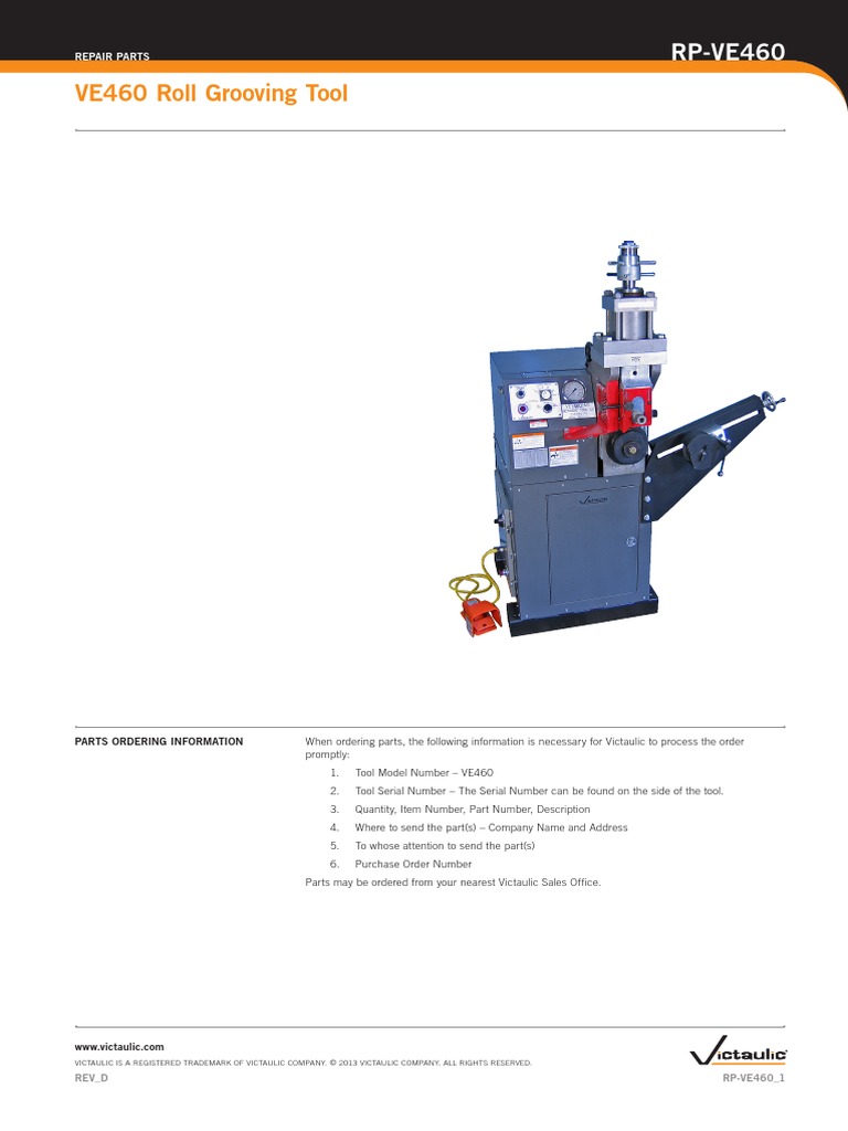 VE460 Roll Grooving Tool | PDF | Screw | Valve