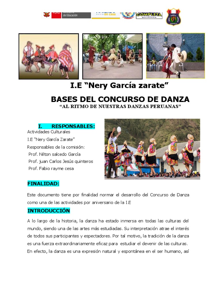 Bases Del Concurso de Danza Negaza 2022 | PDF | Bailes | Folklore Bases Del Concurso de Danza Negaza 2022 | PDF | Bailes | Folklore