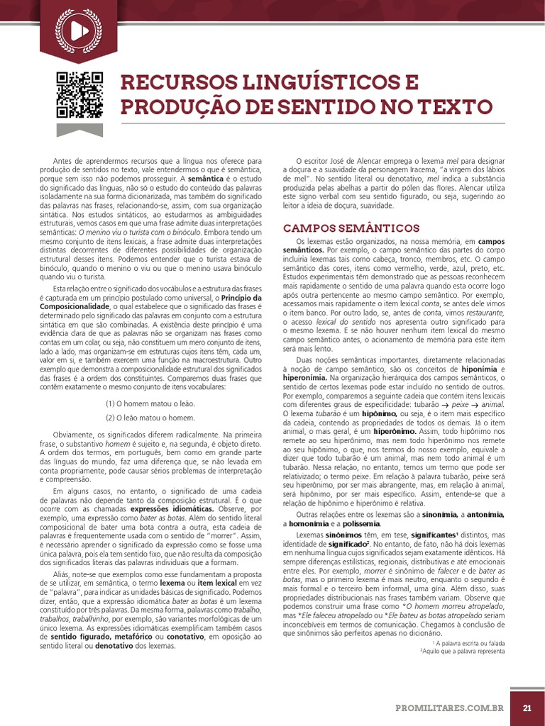 Recursos Linguísticos e Sentido Textual | PDF | Linguística | Palavra