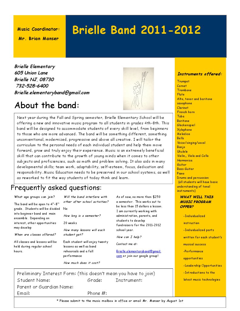 BRIELLEbandintrest FORM | PDF | Musical Instruments | Music Technology