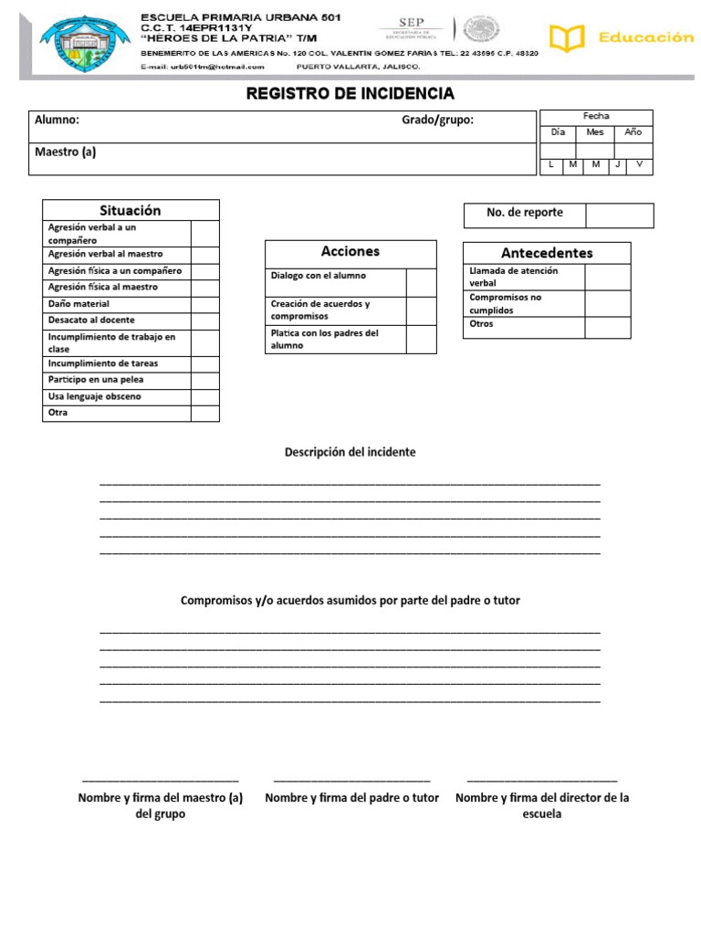 Registro de Incidencia | PDF