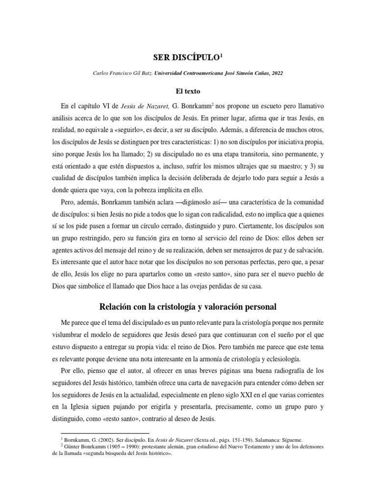 Ser Discípulo De Jesús Pdf Jesús Cristología
