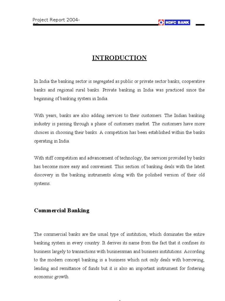 HDFC Bank Project Report Overview | PDF | Credit Rating | Banks