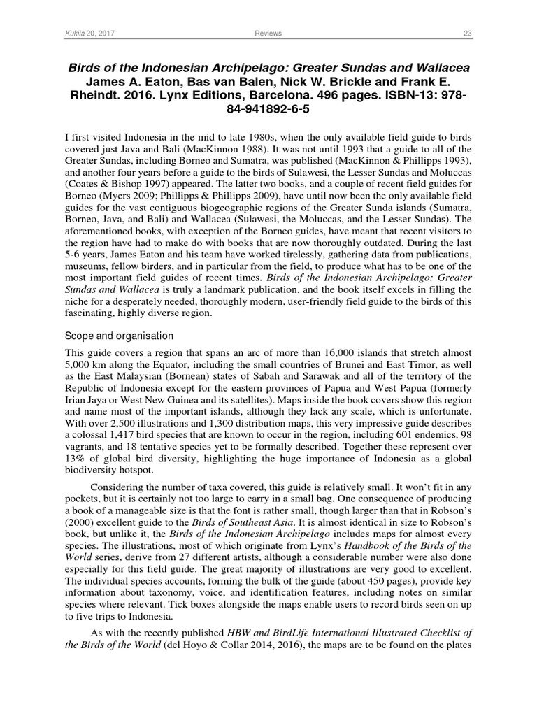 James A. Eaton, Bas Van Balen, Nick W. Brickle and Frank E. Rheindt ...