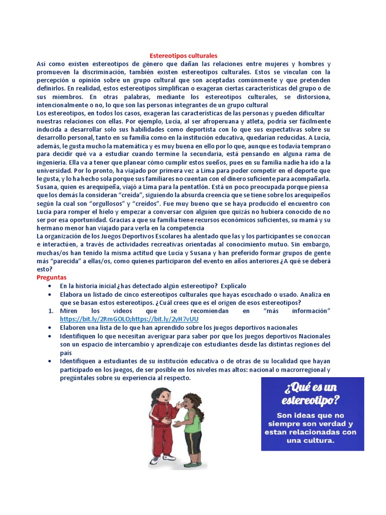 Estereotipos Culturales | PDF | Estereotipos | Ciencia cognitiva