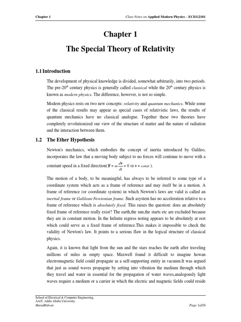 The Special Theory of Relativity | PDF | Luminiferous Aether | Electronvolt