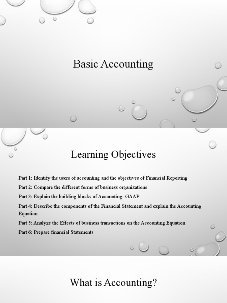 410 H21 ES Basic Accounting - Presentation (Part1) | PDF | Equity (Finance) | Expense