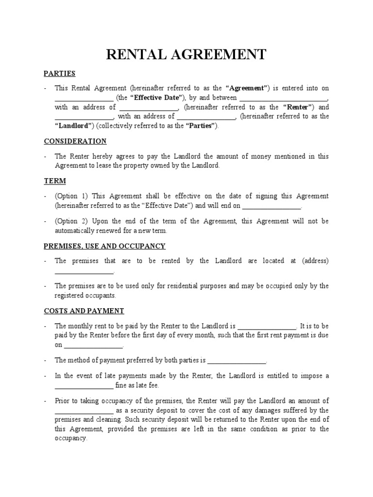 Basic-Rental-Agreement-Template-Signaturely | PDF | Renting | Landlord