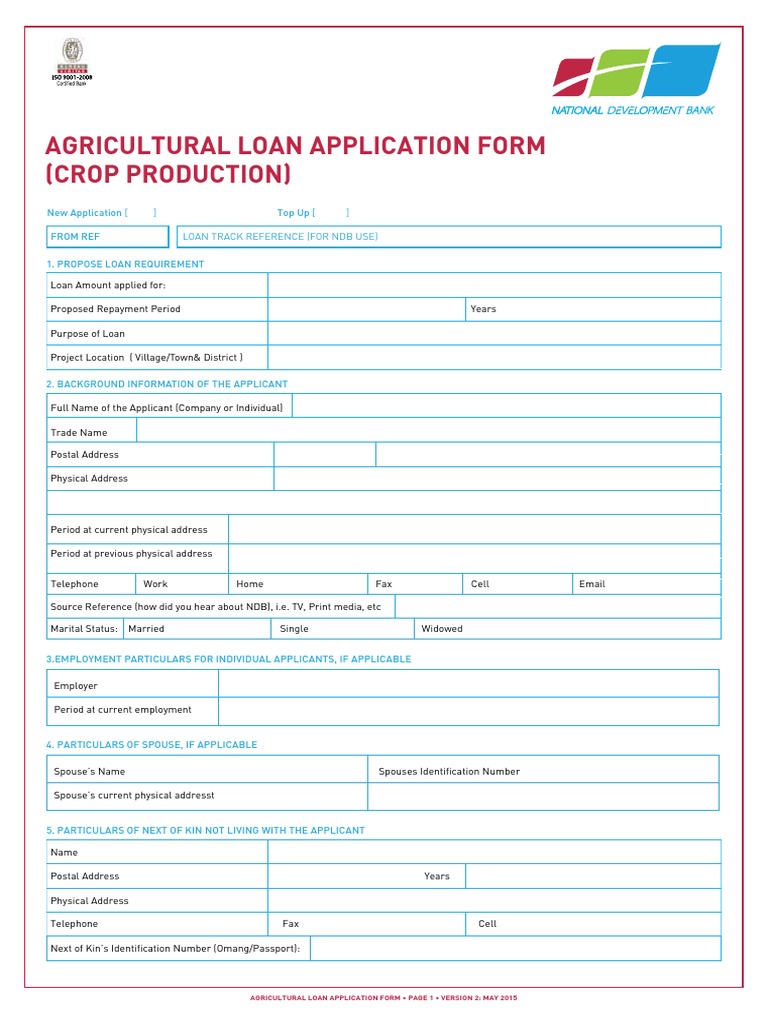 AGRICULTURE Loan Application Form | PDF | Banks | Loans