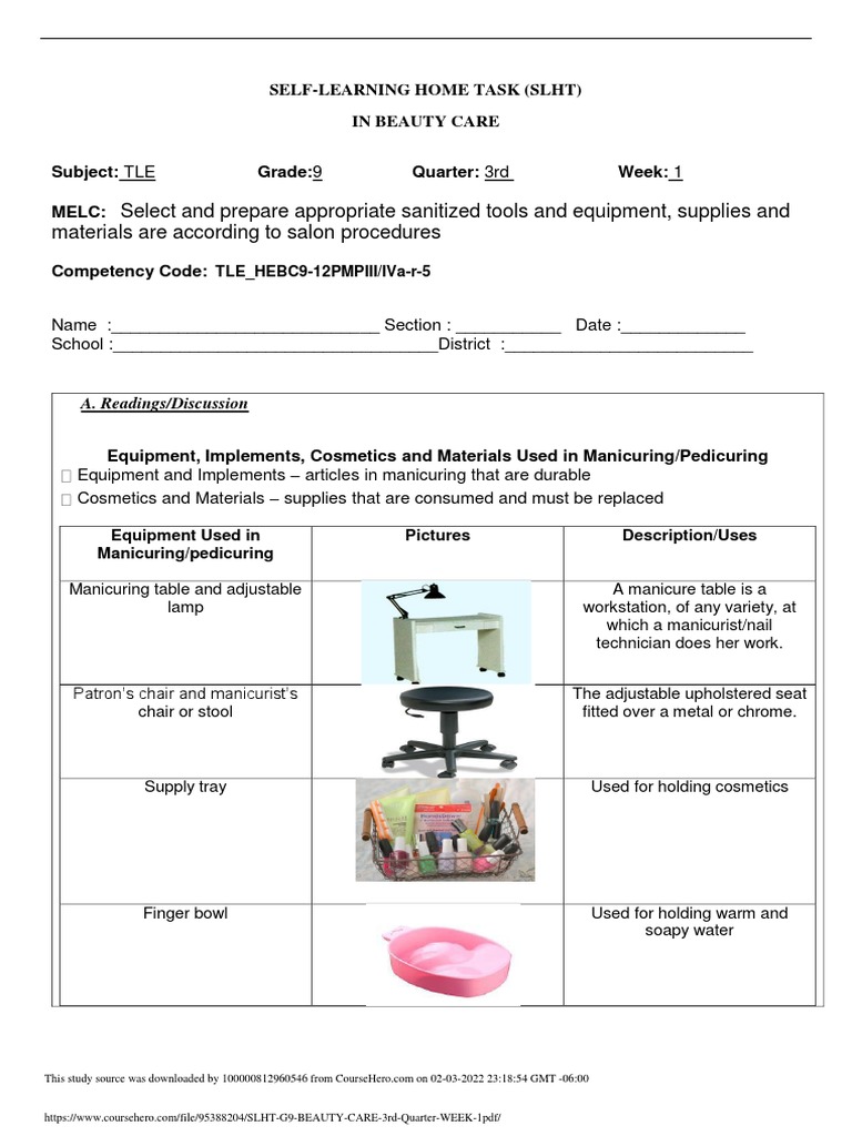 SLHT G9 BEAUTY CARE 3rd Quarter WEEK 1 PDF | PDF | Nail (Anatomy ... SLHT G9 BEAUTY CARE 3rd Quarter WEEK 1 PDF | PDF | Nail (Anatomy ...