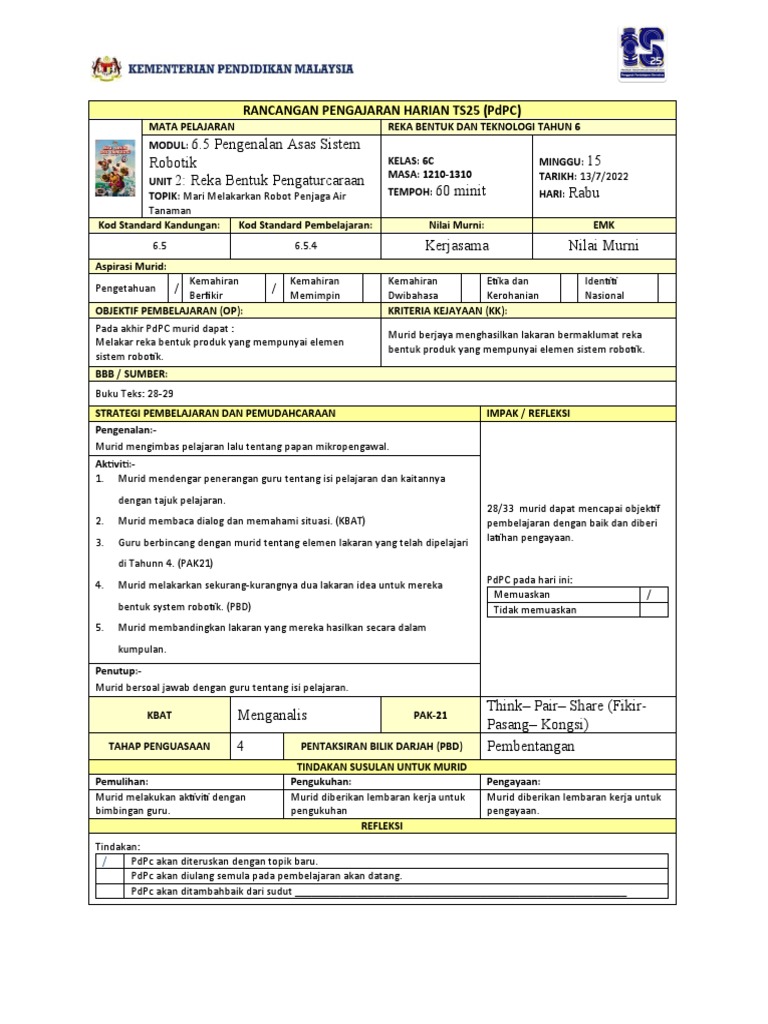 6.5 Pengenalan Asas Sistem Robotik 2: Reka Bentuk Pengaturcaraan 60 ...
