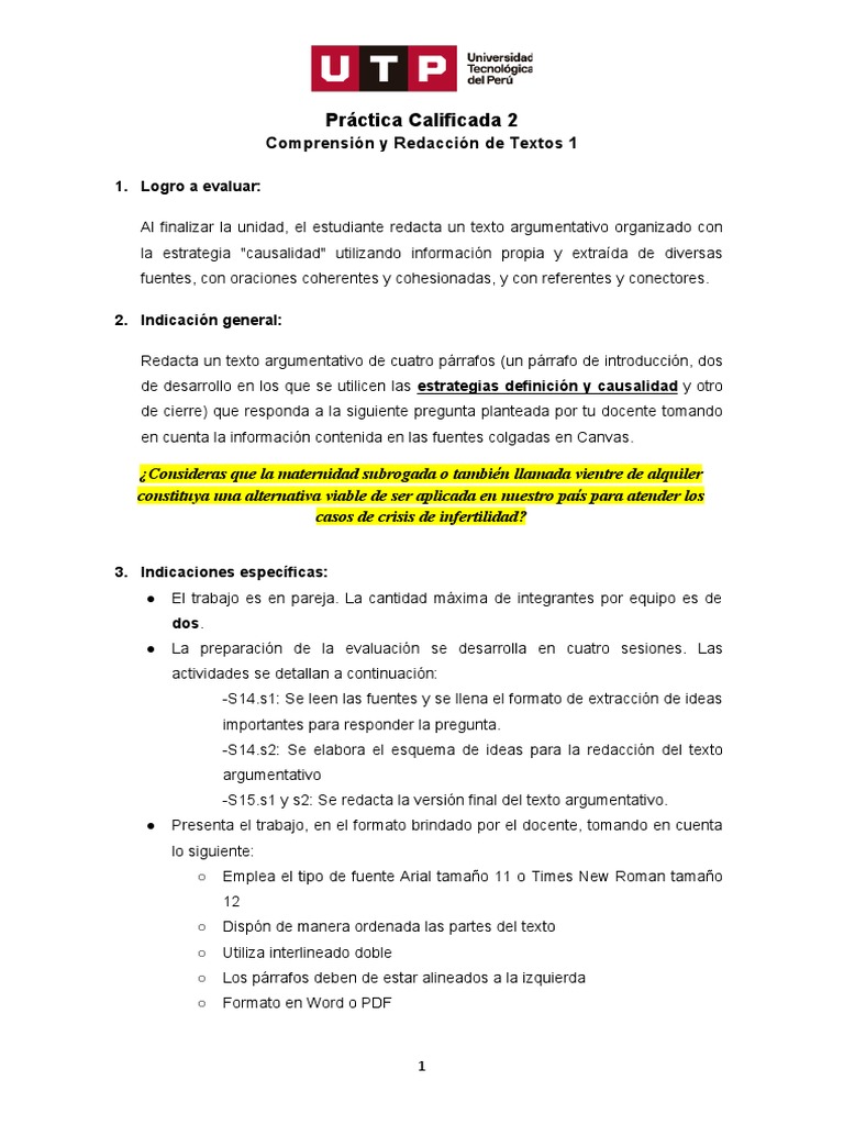 GC N01I PC2Consigna 22C1M | PDF | Subrogación | El embarazo