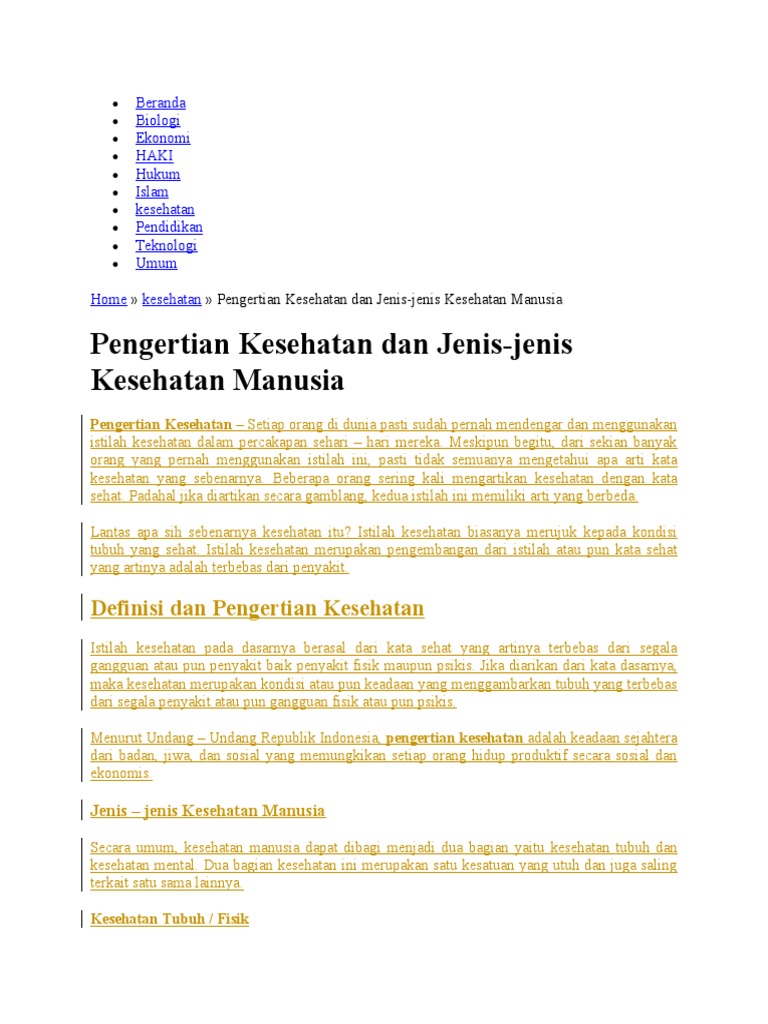Pengertian Kesehatan | PDF