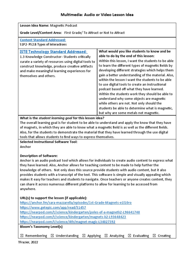 Multimedia Audio or Video Lesson Idea Template2022 | Descargar gratis ...