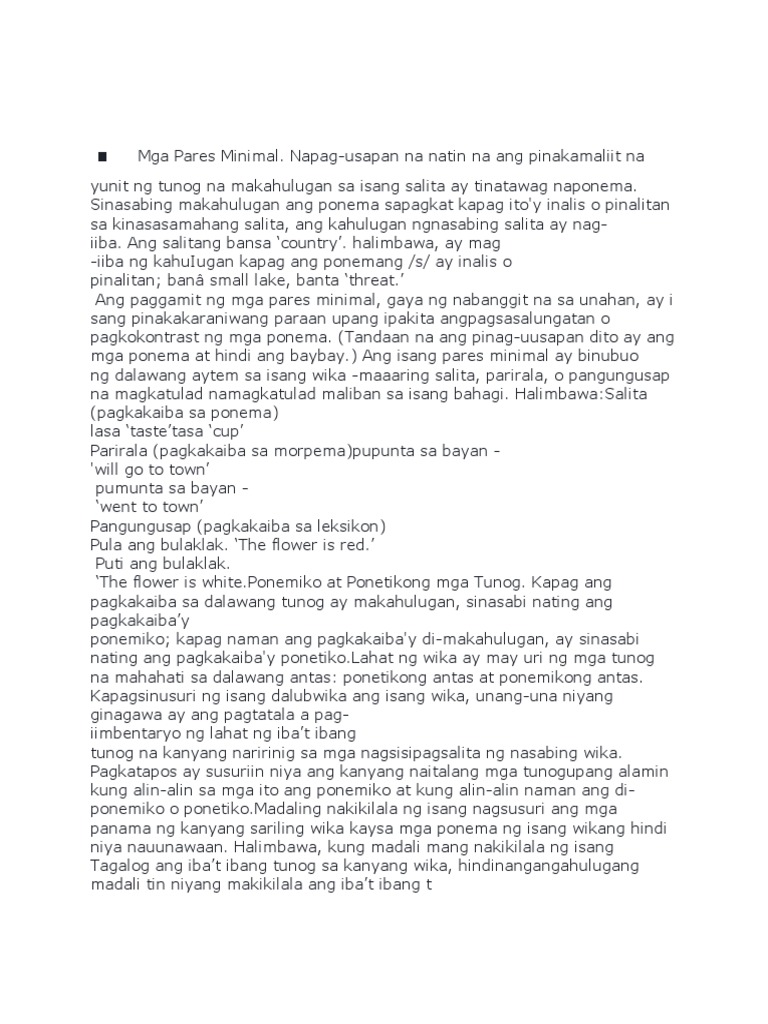 Mga Pares Minimal | PDF