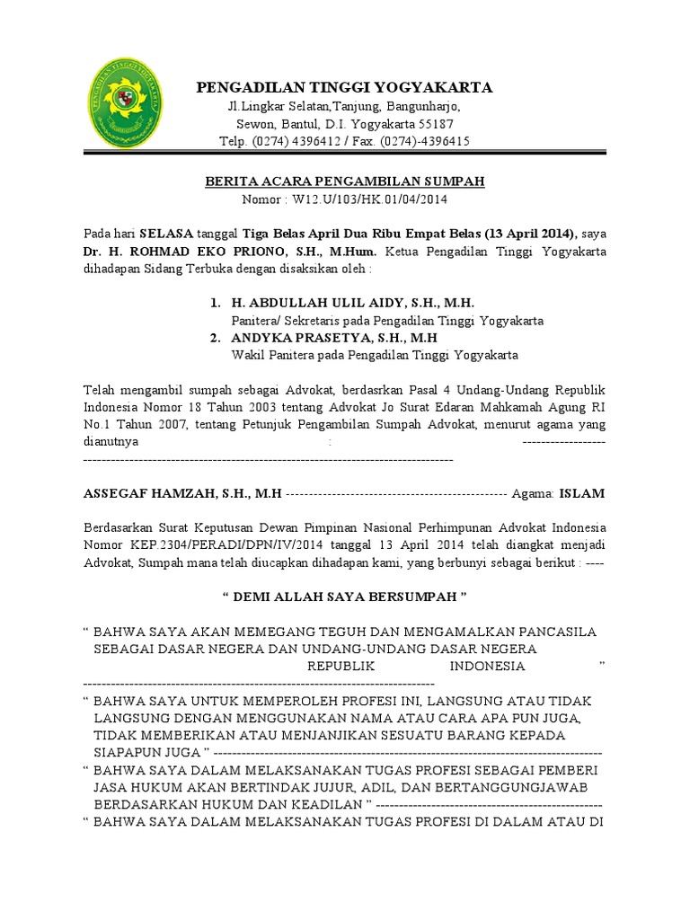 Bas Advokat P.1 Assegaf | PDF