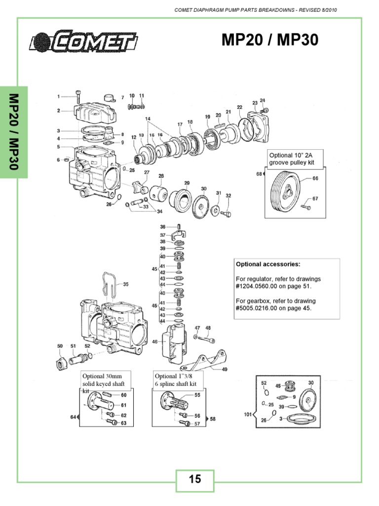 MP20 / MP30: Optional 10" 2A Groove Pulley Kit | PDF | Piston | Pump