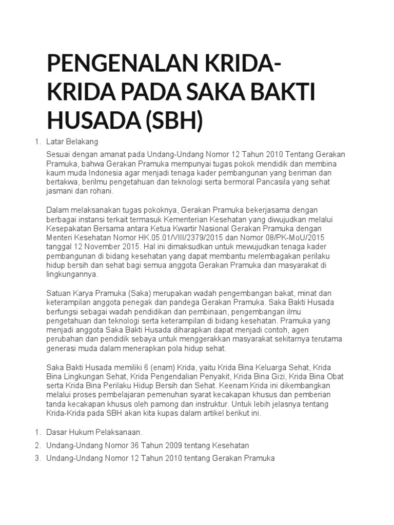 Pengenalan Krida Saka Bakti Husada | PDF