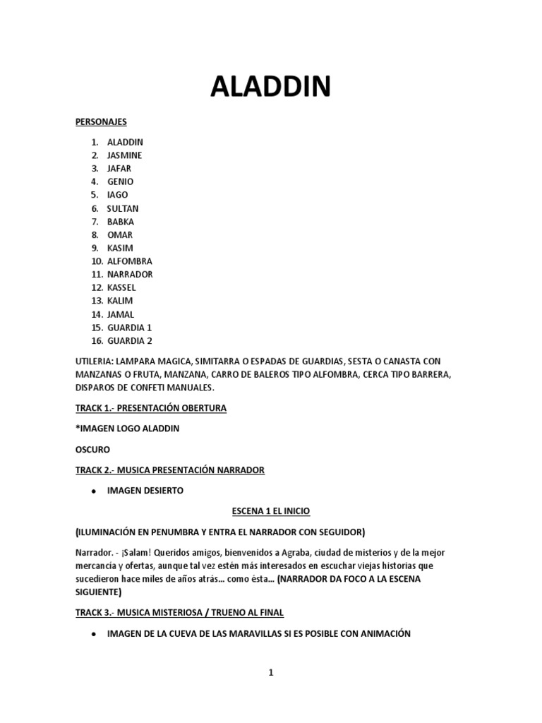 Libreto ALADDIN FAMA CV 2022 | PDF