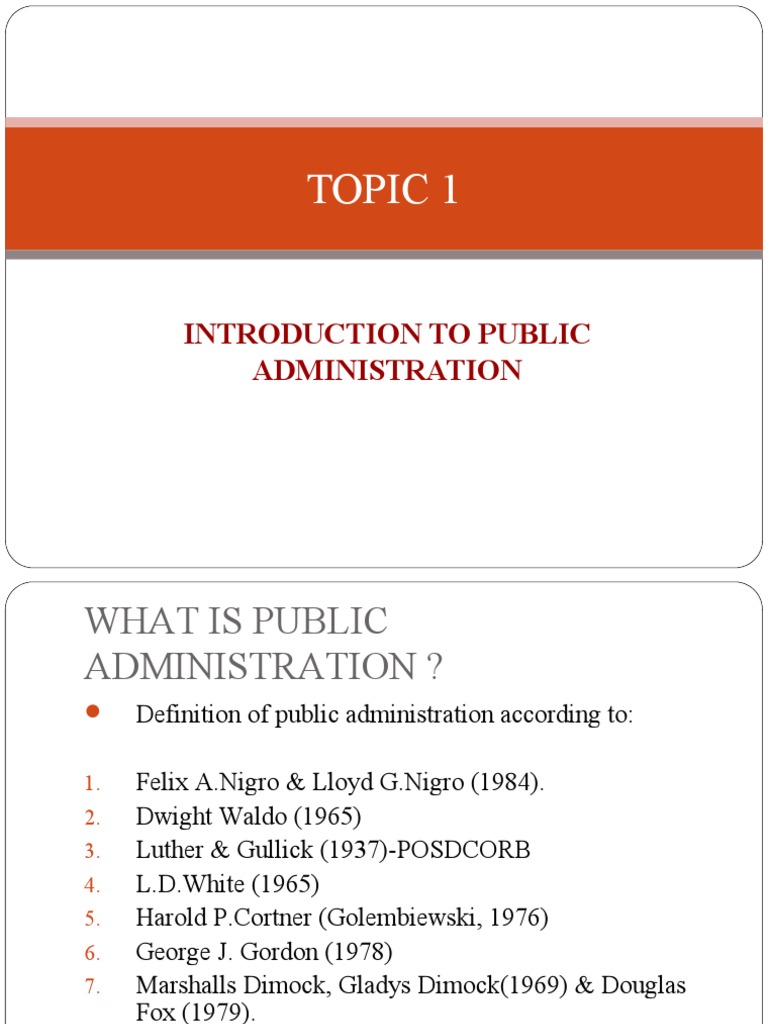 Topic 1: Introduction To Public Administration | PDF | Policy | Ownership